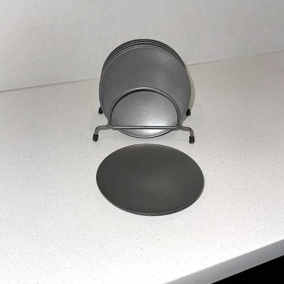 Pottery Barn | Dining | Pottery Barn Grey Metal Coasters With Stand ...